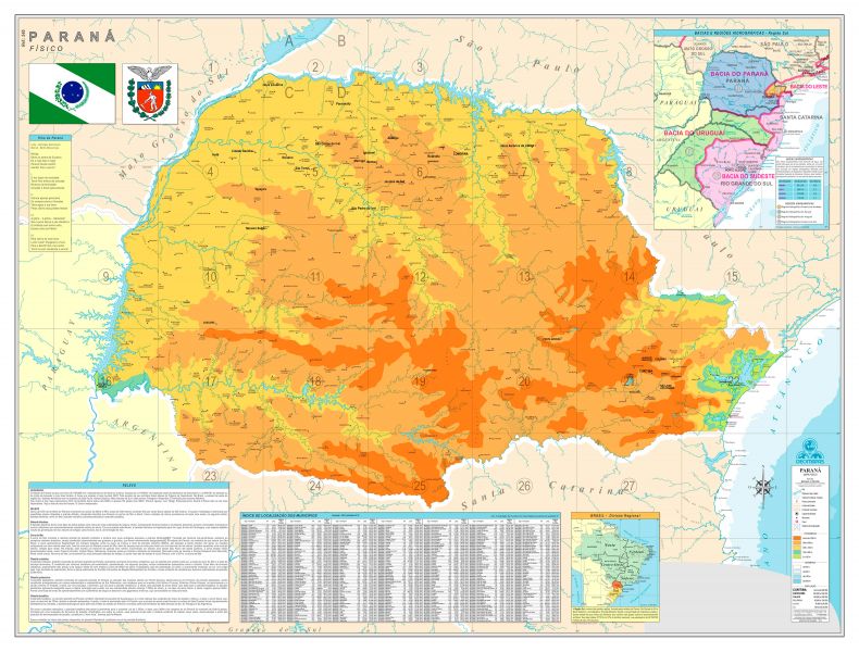 Mapa Estado Paraná Físico | LojaApoio