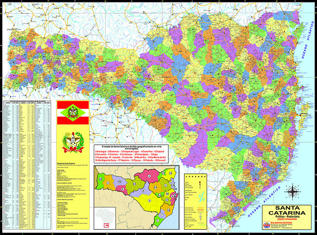 Mapa Estado Santa Catarina Político E Rodoviário Lojaapoio Materiais